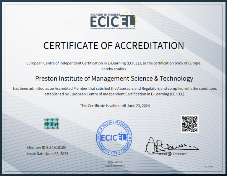 ECICEL CERTIFICATE OF ACCREDITATION – PIMSAT