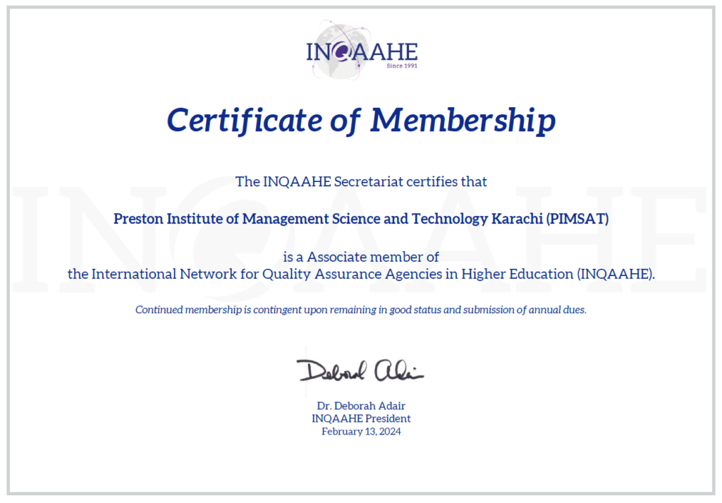 INQAAHE Membership – PIMSAT